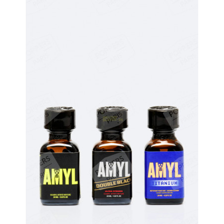 Pack Amyl 24 ml : Poppers Amyl, Amyl Double Black et Amyl Titanium
